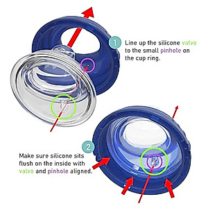 Nuby 3 Piece No-Spill Grip N’ Sip Cup with Silicone Soft Flex Spout, 2 Handle with Clik It Lock Feature, Boy, 10 Ounce