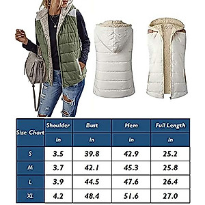 Womens Sherpa Fleece Full Zip Reversible Vest Warm Color Block Hoodie Outwear with Pocket