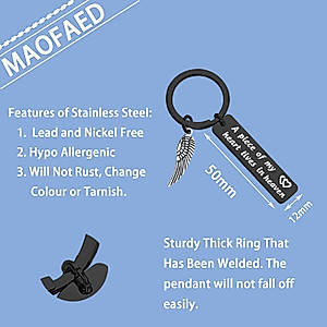 MAOFAED Memorial Keychain A Piece of my heart lives in heaven Sympathy Gift Loss of Loved One Keychain (piece in heaven black)