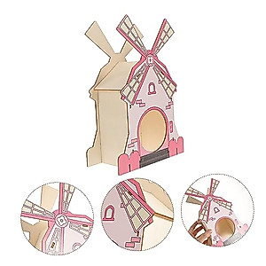 Mipcase 3pcs Hamster Windmill House Squirrel Toys Chinchilla Toys Guinea Pig cage Accessories Hamster Castle House Hamster cage Accessories Hamster Tunnel Wooden Rat Hideout Rat Supplies