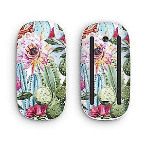 Design Skinz Vintage Watercolor Cactus Bloom Vinyl Decal Compatible with The Apple Magic Mouse 2 (Wireless, Rechargable) with Multi-Touch Surface