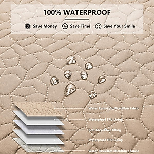 Tuffeel Waterproof Dog Blanket, Washable Anti-Slip Pet Couch Covers for Sofa,Pet Hair Resistant Blankets Bed Chair Furniture Couch Protector for Dogs-68x82,Beige