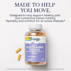 SOLARAY Glucosamine Sulfate 1500 mg, 2 Daily | Healthy Joint Support with Turmeric & Boswellia (60 Serv, 120 CT)
