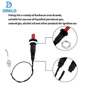 DRELD 11.82” Long Propane Push Button Piezo Spark Ignition, Piezo Igniter Kit with Threaded Ceramic Electrode Ignition Plug, Fit for Gas Fireplace, Oven, Kitchen, BBQ (Pack of 2)