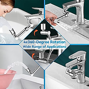 Faucet Extender, 1440 Rotating Faucet Extender for Bathroom Sink, Universal 1080 Degree Rotatable Faucet Aerator, Multifunctional Swivel Faucet Attachment With 2 Water Outlet Modes (Retractable)