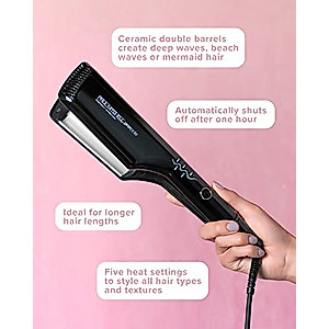 Express Ion Ceramic Deep Waver, Fast-Heating to Create a Variety of Wavy Hairstyles, including Deep Waves, Beach Waves, Mermaid Hair + Crimped Hair