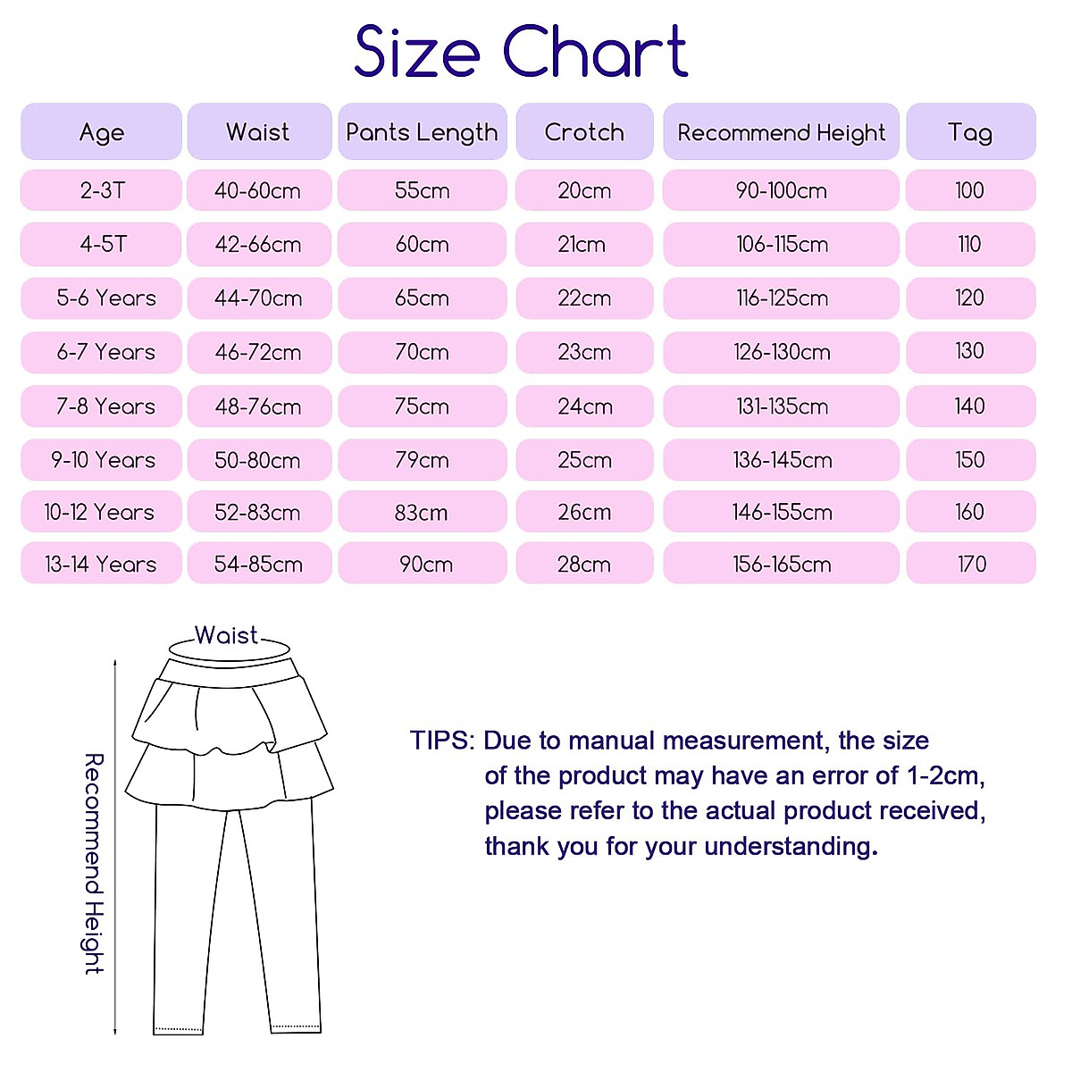 KEREDA Girls Leggings Ruffle Skirt School Uniform Pants Kids Clothes 7-8 Red