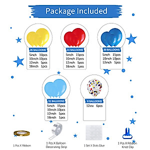 HYOWCHI Plim Plim Birthday Party Supplies - Circus Carnival Theme Party Decorations Balloon Garland Arch, 145Pcs Red Blue Yellow Balloon Arch For Carnival Circus Clown Birthday Baby Shower Decorations