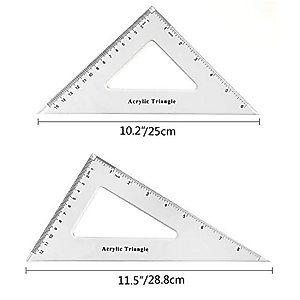 Coopay Large Triangle Ruler Set Square, 30/60 and 45/90 Degrees, Triangle Hollow