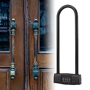 U Locks, Reliable Keyless High Strength 4 Digit Anti Theft Solid Black Lengthen Combination Lock for Electric Scooter for Bicycle for Motorcycle