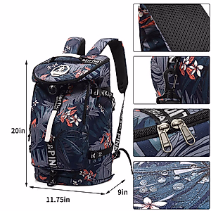 Kalesi Floral Gym Duffle Bag Backpack 4 ways for Women Waterproof with Shoes Compartment for travel Sport Hiking laptop College Lightweight