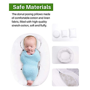 Sunmig 4 PC Newborn Baby Photography Wheat Donut Posing Pillow Basket Filler Baby Photo Prop White