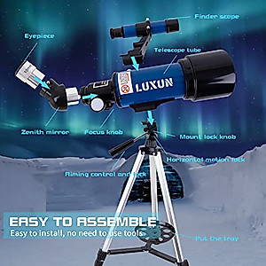 LUXUN Telescope for Astronomy Beginners Kids Adults, 70mm Aperture 400mm Astronomical Refracting Portable Telescope - Travel Telescope (40070-blue)