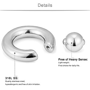 SCERRING 8G PA Ring Captive Bead Rings Spring Action CBR Monster Screwball Rings 316L Surgical Steel Pierced Body Jewelry Inner Diameter 12mm I/2Inch 4PCS