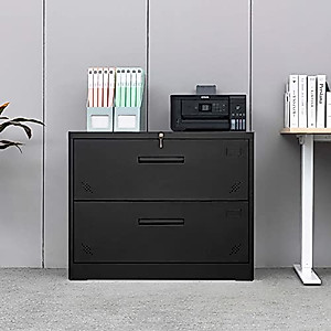 ROOMTEC W25262859 File Storage Cabinets, 2 Drawer, Black