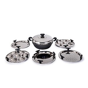 Vinod Multi Kadhai (Hard Anodized) - Idli Maker, Dhokla Maker, 26 cm Kadai