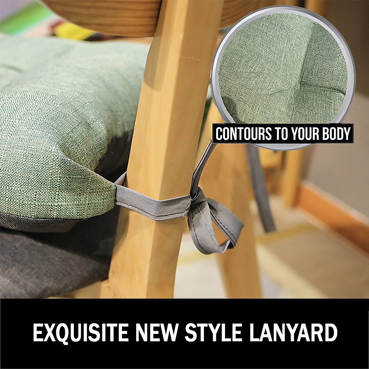 NINE GAD Chair Cushions for Dining Chairs 6 Pack - Cojines para Sillas De Comedor, Pads Set of 6, Non Skid Kitchen Sofa Office Room Decor (Green), 16 Inches