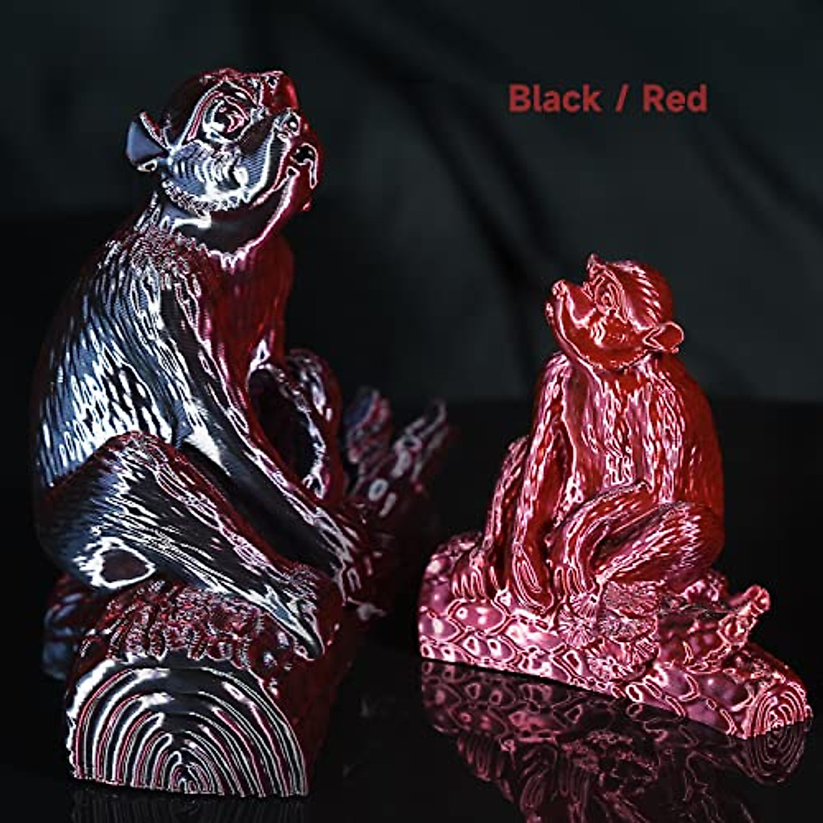 Gratkit Silk Dual Color PLA Filament, Coextrusion PLA Filament 1.75mm, -0.03mm, 1KG/Roll, Silk PLA Black & Red