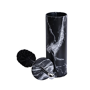 Zahari Home Toilet Bowl Brush with Holder, Black, Metal