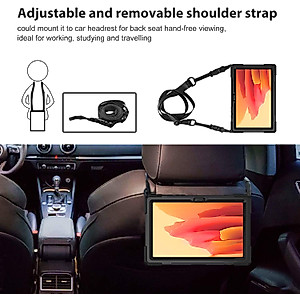 Samsung Galaxy Tab A7 Case 2020 with Stand | Herize Galaxy Tab 10.4 Inch Case SM-T500/T505/T507 | Heavy Duty Shockproof Protective Rubber Case W/Hand Strap Shoulder Strap for Galaxy Tab A7 | Black