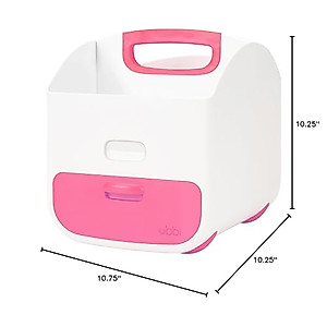 Ubbi Portable Diaper Changing Station + Diaper Storage Caddy Organizer with Changing Mat: Easily Stores Baby Diapers, Wipes + Baby Accessories - Pink