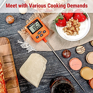 ThermoPro TP511 Digital Candy Thermometer with Pot Clip, Programmable Instant Read Food Meat Thermometer with 8'' Long Probe for Smoker Baking Grilling Candle Liquid Oil Deep Fry Thermometer