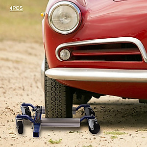 Gdrasuya10 Car Wheel Dolly, Set of 4 Heavy Duty Self Loading Dolly with 1300LBS Capacity, Self Loading Dolly w/Ratcheting Foot Pedal for Hydraulic Tire Jack Truck Rv Trailer