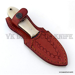 JNR Traders Oyster Knife, Oyster Shucking Knife, 6.5 Inch Oyster Shucker Tool with Sheath, Damascus Steel Blade Handmade Bone Handle 3521