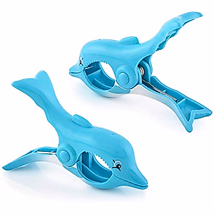 2Pcs Lovely Dolphin Beach Towel Clips for Beach Chairs Home Lounge Chair Towel Over Sized Patio Holiday, Pool Accessories for Chairs Household Bocaclip Baby Stroller