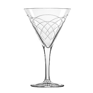 Rolf Glass Mid-Century Modern Martini Cocktail Glass | Stemmed 7.5 oz. Martini Glasses | Lead-Free Glass | Diamond-Wheel Engraved Cocktail Glasses | Designed and engraved in the US (Set of 4)
