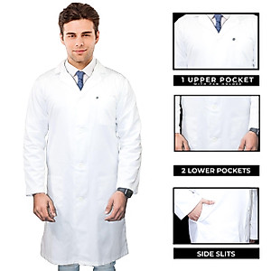 DR Uniforms Unisex Lab Coats - 100% Cotton - Sanforized to Prevent Shrinking- Laboratory Coat for Students and Professionals (XS)