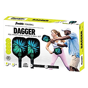 Franklin Sports Pickleball Paddle and Ball Set - (2) Dagger Fiberglass Pickleball Rackets + (4) X-40 Pickleballs - USA Pickleball (USAPA) Approved - 2 Player Pickleball Paddles + Balls Set