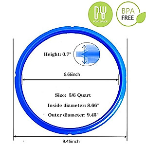 Silicone Sealing Ring for InstaPot - 3 Pcs Replacement Silicone Gasket Seal Rings with 3 Colors(Red, Clear and Blue) - Gasket Accessories for 5/6 Qt InstaPot…