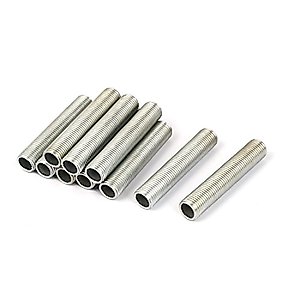 uxcell Lamp Pipe Nipple, M10 Thread 50mm Length Hollow Lamps Repair Part Hardware for Lamp Lights, Zinc Alloy Silver Tone, Pack of 10