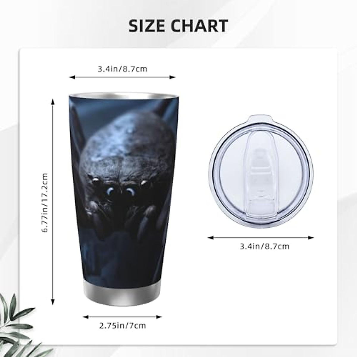 NHJKLWQSZ Black Spider 20oz Stainless Steel Tumbler With Lid And Straw, Double Wall Vacuum Insulated Coffee Mug Travel Cups Leak-Proof Lid For Hot And Cold Drinks, Metal Straws And Brush