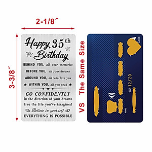 MOQIYXL Happy 35th Birthday Card for Men Women, Small Engraved Wallet Card for 35 Year Old Birthday Gifts