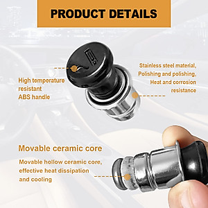 Car Lighter Cigarette, 12V Metal Plastic Construction Cigarette Lighter, 20mm Car Plug Cigarette Lighter, Car Power Plug Socket Output Automatic Cigarette Ignition Lighter Push Button Replacement