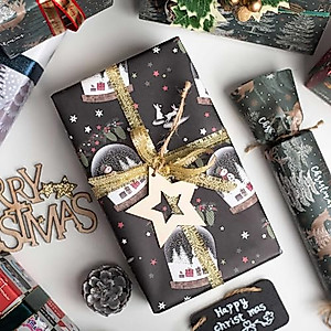 Homeral Christmas Wrapping Paper Sheet-27.6 x 19.7 inches 12 Sheets 6 Designs Kraft Paper with Christmas Tree,Reindeer,Santa,Snowman for Christmas Winter Kids Adults Celebrating