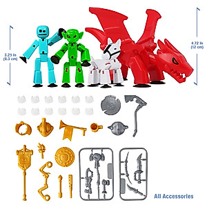 Zing StikBot Theme Pack Medieval Pack - Collectible Action Figures and Accessories, Stop Motion Animation, Ages 4 and Up (Pack A)