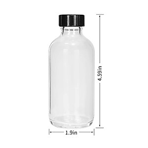 15 Pack Glass Amber Boston Bottles with Black Poly Cone Cap, 4 oz Round Glass Bottle for Essential Oil, Perfume and Liquid, Contains 24 Colored Labels, 2 Funnels, 1 Brush