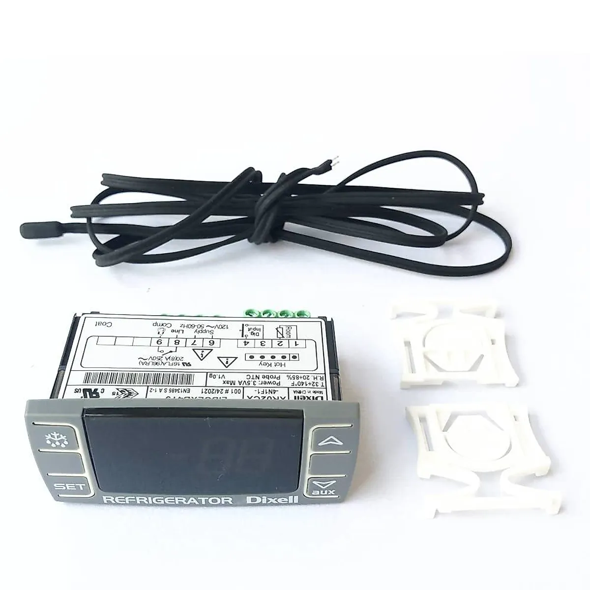 New Dixell Model: XR02CX-4N1F1 Digital Temperature Control Panel Thermostat with Temperature Sensor Probe for Refrigerator - 120v (Technician Ready Bundle)