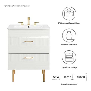 Modway Daybreak Bathroom Vanity, 24" with White Sink