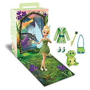 Disney Store Official Princess Story Doll - Tinker Bell from Peter Pan, 11 Inches, Includes Coloring Area and Additional Dress, Classic Outfit, Perfect for Girls
