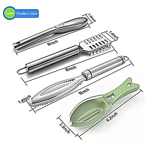 4 Pieces Fish Scale Remover Cleaner Kit Fish Scale Cleaning Tool Fish Skin Grates Stainless Steel Serrated Fish Scale Scraper for Kitchen Fish Cleaning Tools