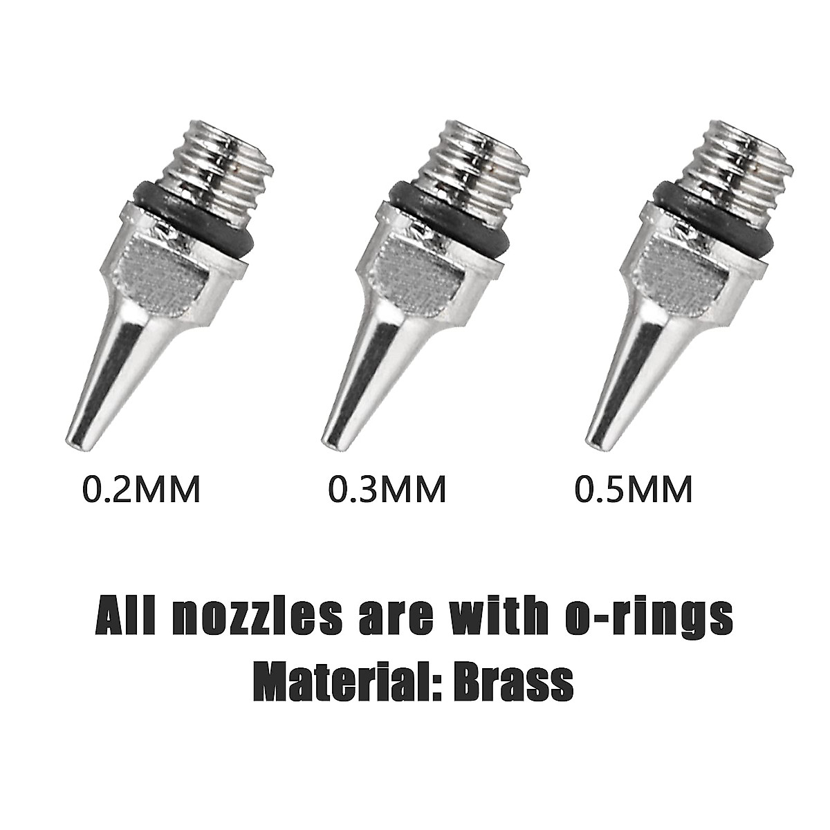 SAGUD Airbrush Nozzle Needle Cap 0.2mm 0.3mm 0.5mm Replacement Accessories Parts with Wrench for Air Brush Spray Gun Kit