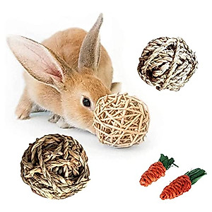 Hamiledyi Rabbit Seagrass Mat Activity Mat Bunny Chew Toy Small Animal Activity Play Ball Carrot Toy for Hamster Guinea Pigs Gerbils
