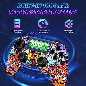 Nonbliep 2 Pack Wireless for PS4 Controller Compatible with Playstation 4/PS4 Slim/PS4 Pro with Turbo/6-Axis Motion Sensor/1000mAh Battery/Headphone Audio Replacement for PS4 Controller