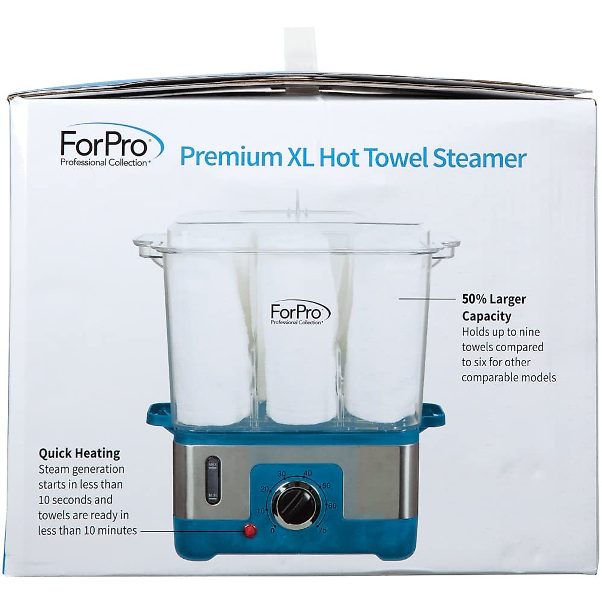 ForPro Professional Collection Premium XL Hot Towel Steamer, 50% Larger Capacity, Holds 9 Facial Towels, Quick Heating Steam Towel Warmer for Salons and Spas