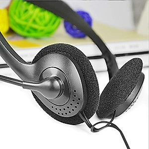 QINYOUNICE Kids Heaphones with Microphone Headphones for Kids with Microphone,Noise Cancelling and Volume Controls Kids Headphones for Online Course Computer Headset (Black Color)
