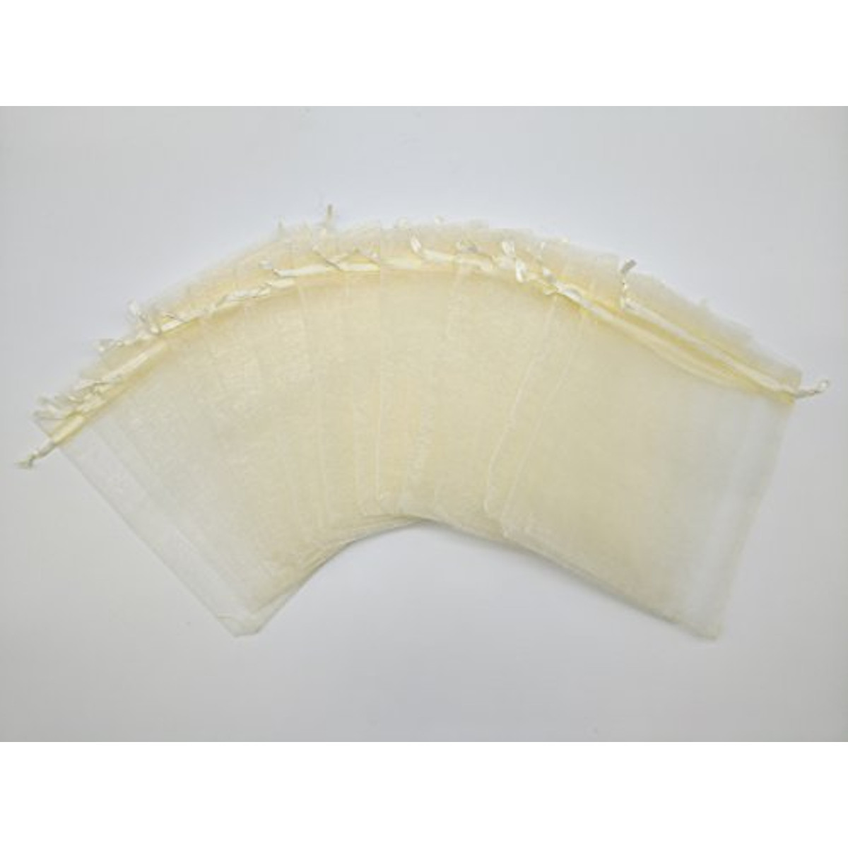 Ankirol 100pcs Sheer Organza Favor Bags 5x7'' for Wedding Bags Samples Display Drawstring Pouches (Champagne)